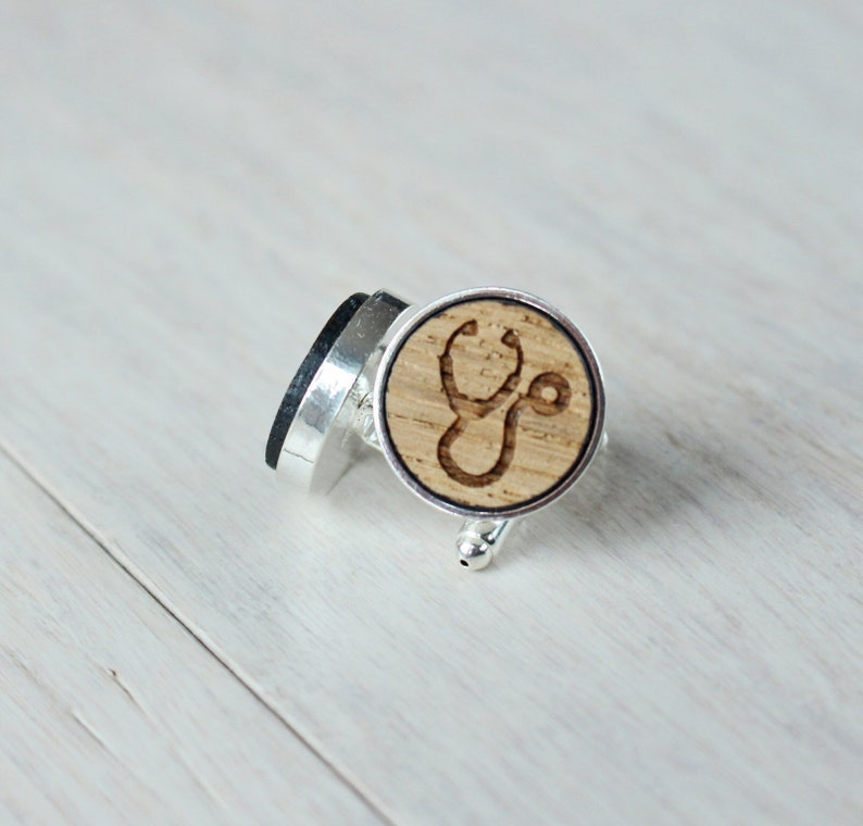 Stethoscope Doctor Groomsmen Proposal Custom Wood Cufflinks ...