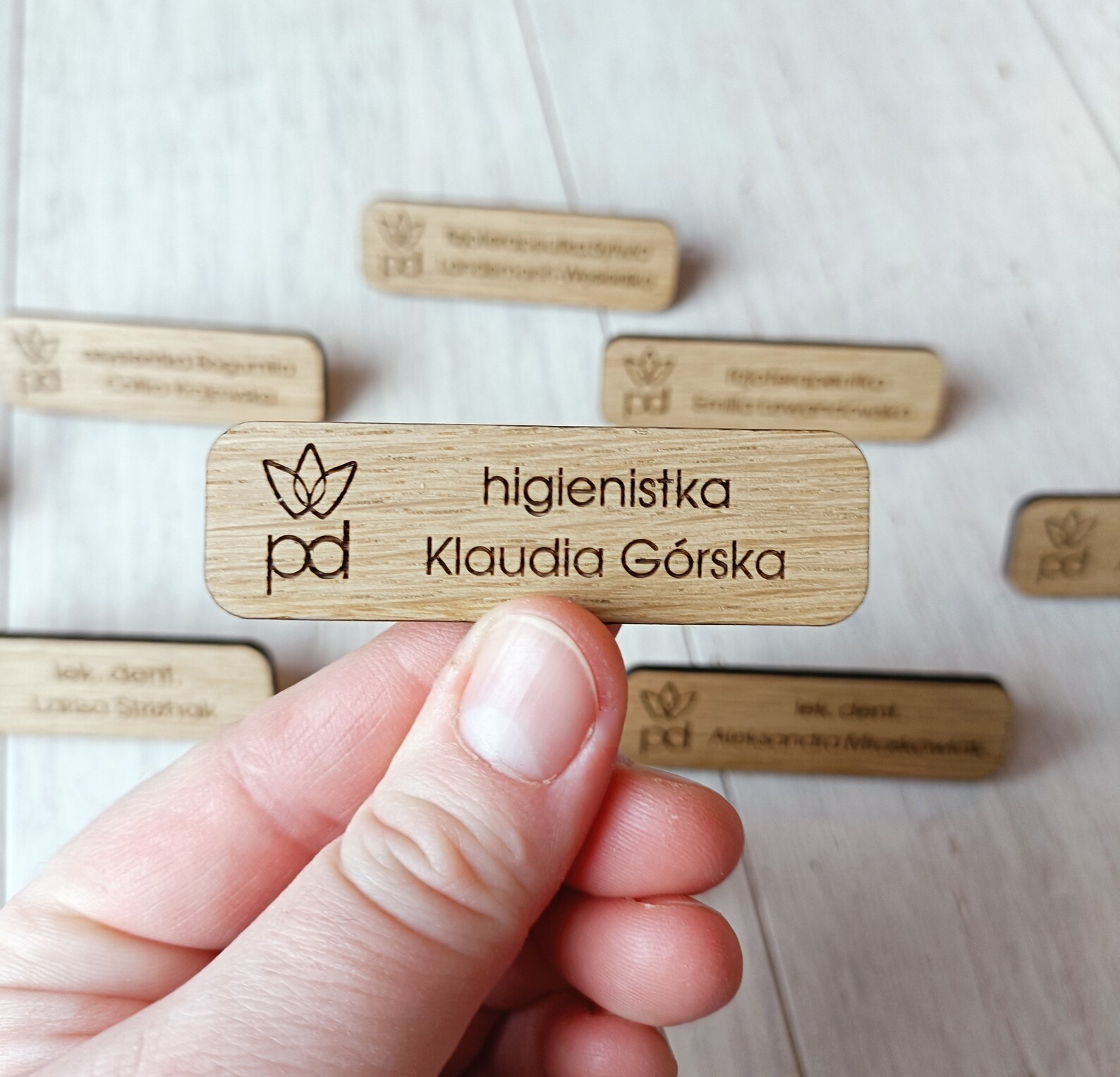 Custom Wood Name Tags for Work, Magnetic Name Badges, Business Name Tag ...
