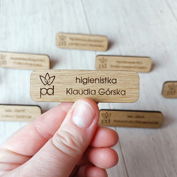 Custom Wood Name Tags for Work, Magnetic Name Badges, Business Name Tag ...