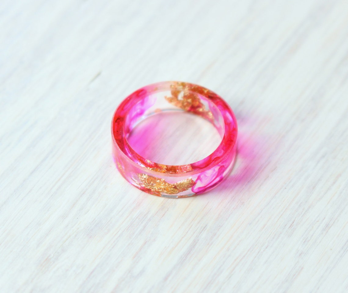 Hot Pink Cotton Candy Epoxy Resin Promise Engagement Ring - Etsy