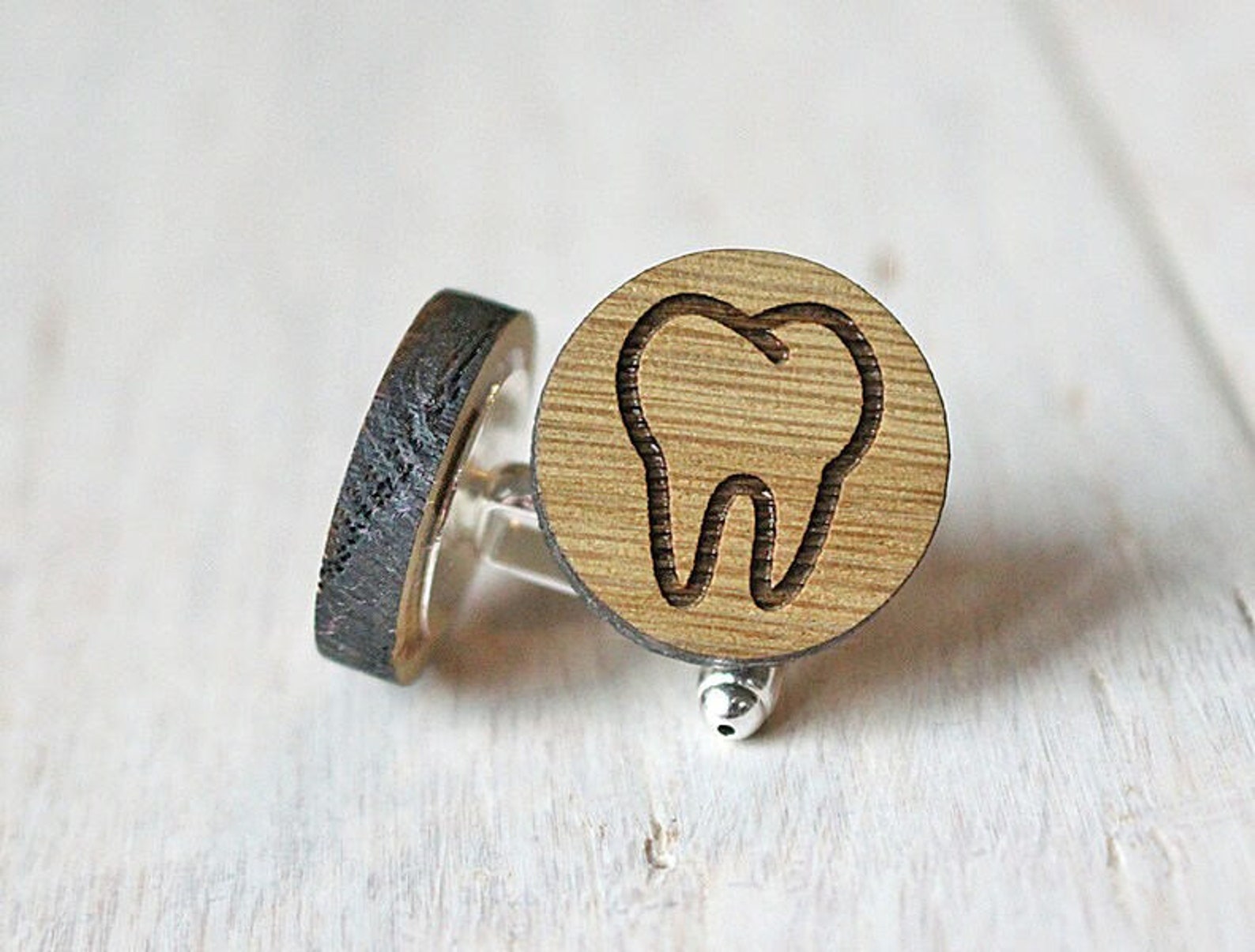Wood Dentist Custom Laser Cut Tooth Cufflinks, Groomsmen Proposal Gift ...