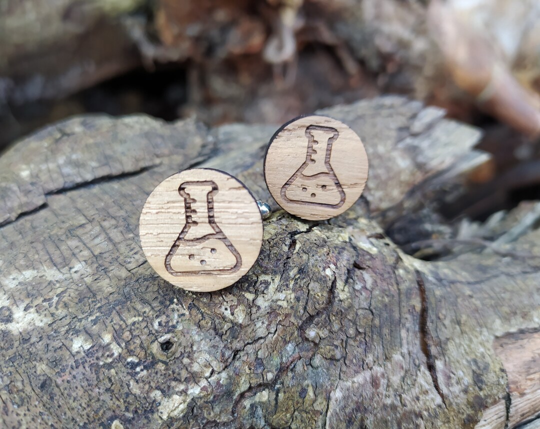 Custom Chemistry Flask Nerd Laser Cut Wood Cufflinks, Personalized Best Selling Items Cool Gift ...