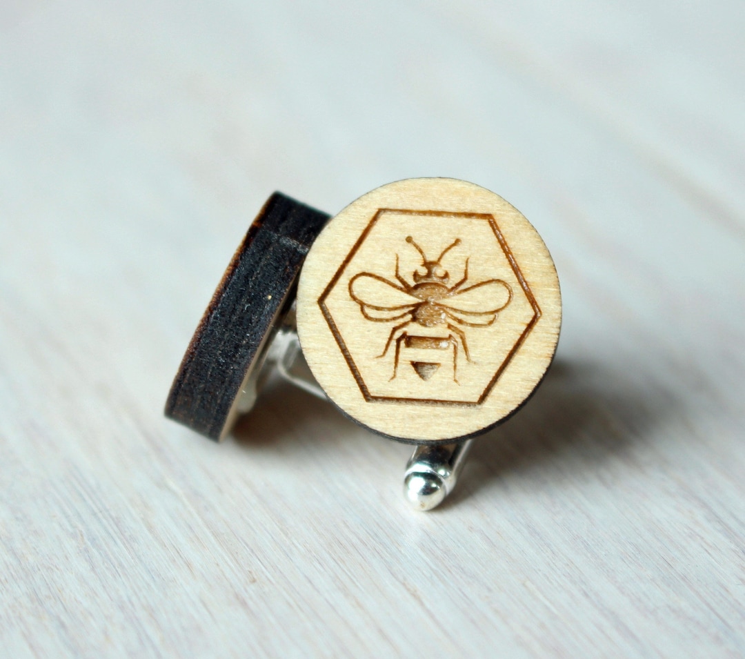 Honey Bumble Bee Cufflinks, Wood Nature Save the Bees Laser Cut ...