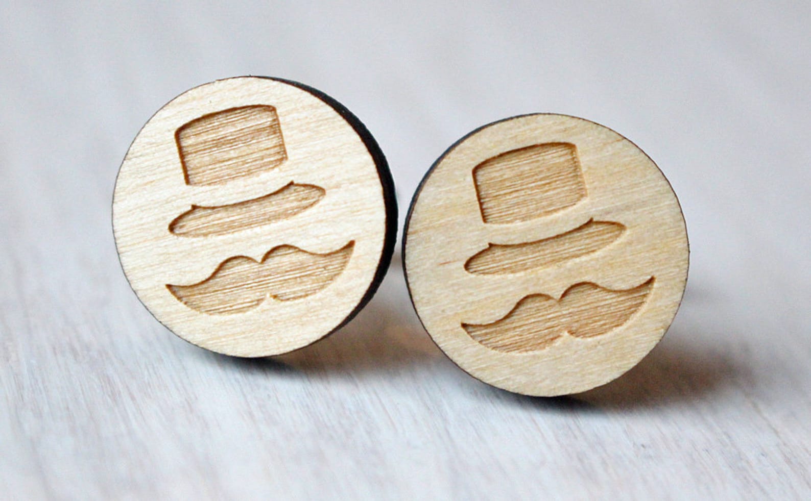 Mustache Gentleman Laser Cut Wood Cufflinks Gift Personalized - Etsy