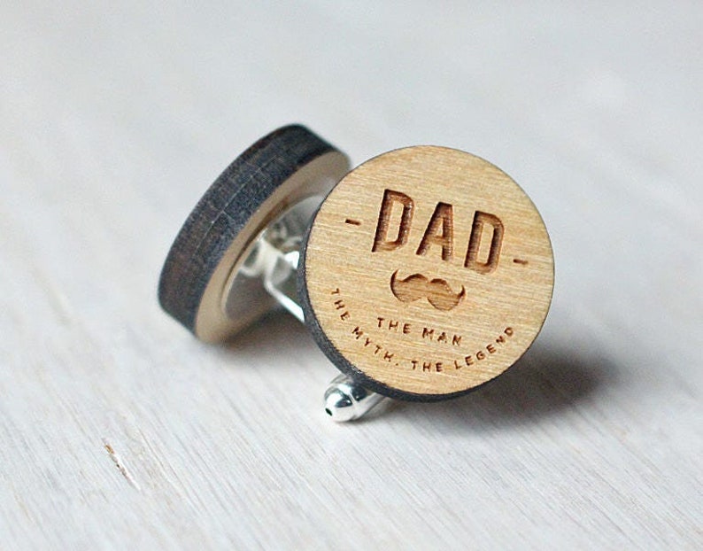 Handmade Custom DAD Wood Fathers Day Gift Cufflinks, Father of Bride ...