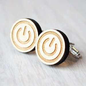 Custom Wedding Cufflinks, Laser Engraved Wood Power Button, Wooden ...