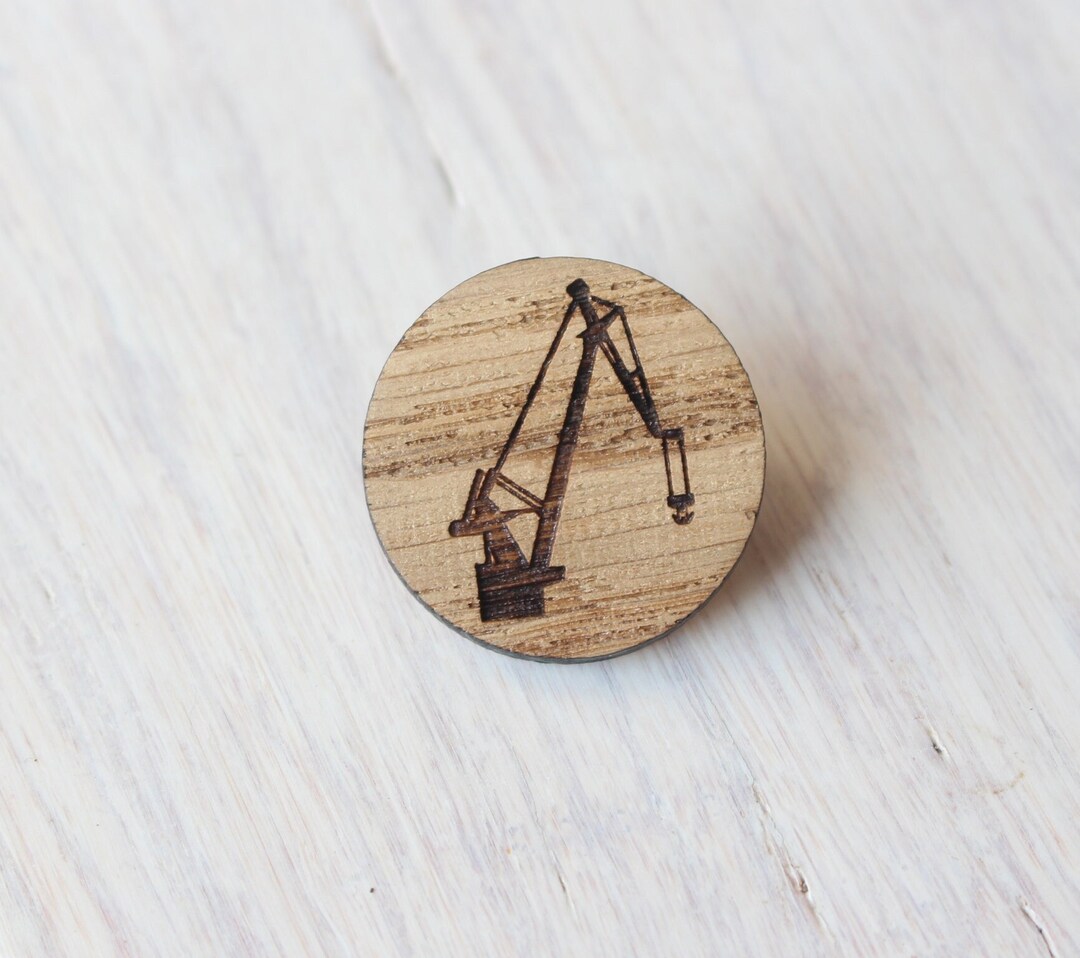 Handmade Wooden Engraved Crane Laser Cut Woody Pin, Custom Best Selling ...