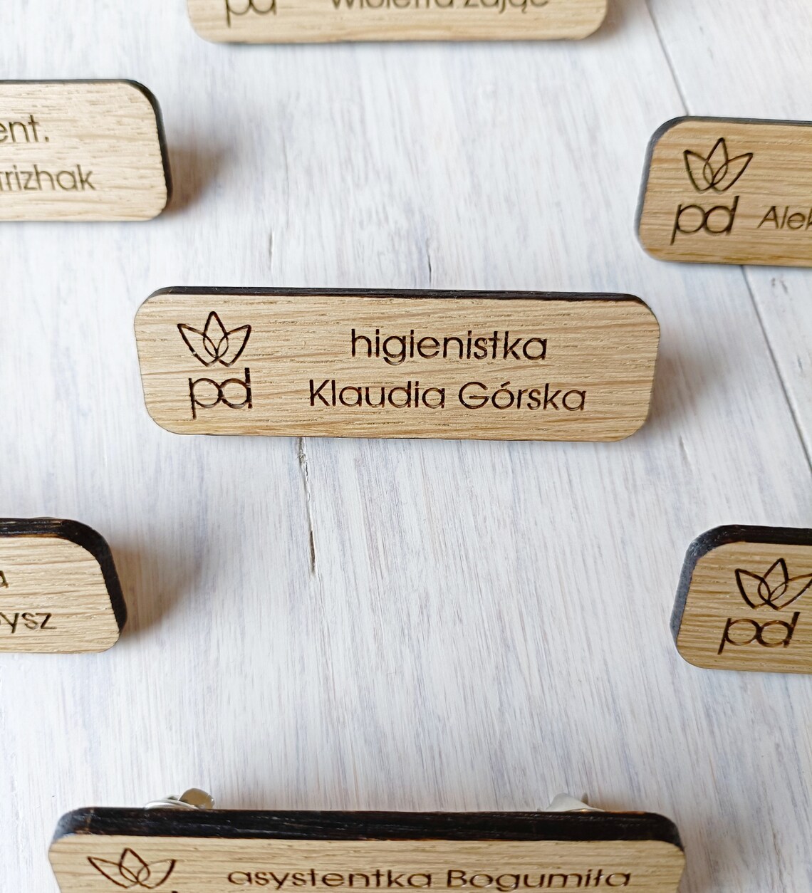 Custom Wood Name Tags for Work, Magnetic Name Badges, Business Name Tag ...