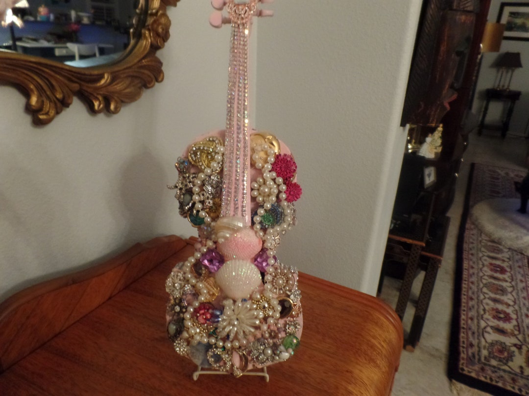 Heavily Embellished Violin With Decoupage - Etsy