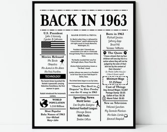 Back in 1963 Poster - Etsy