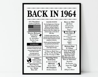 1964 Birthday Poster - Etsy