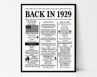 Back in 1929 Poster - Etsy