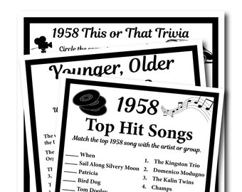 Fun facts 1958 | Etsy