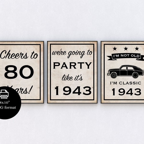 80 Years Ago Poster Happy Birthday - Etsy UK