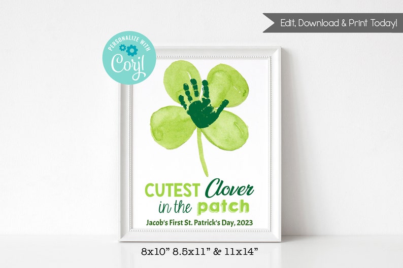 EDITABLE Cutest Clover in the Patch Handprint Craft St. - Etsy