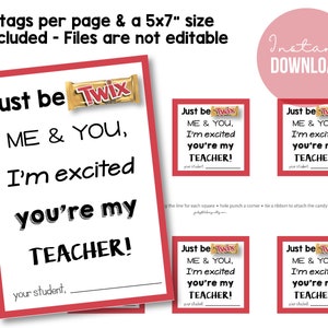 Back to School Teacher Candy Tag Printable Twix Teacher Tags Candy ...