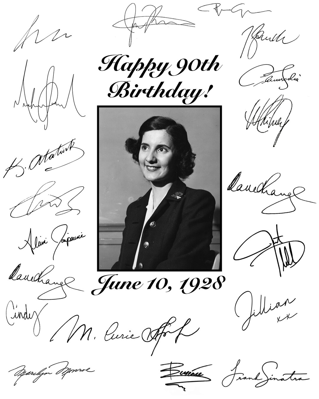 Personalized Birthday Signature, Any Age, Digital File 16x20 ...