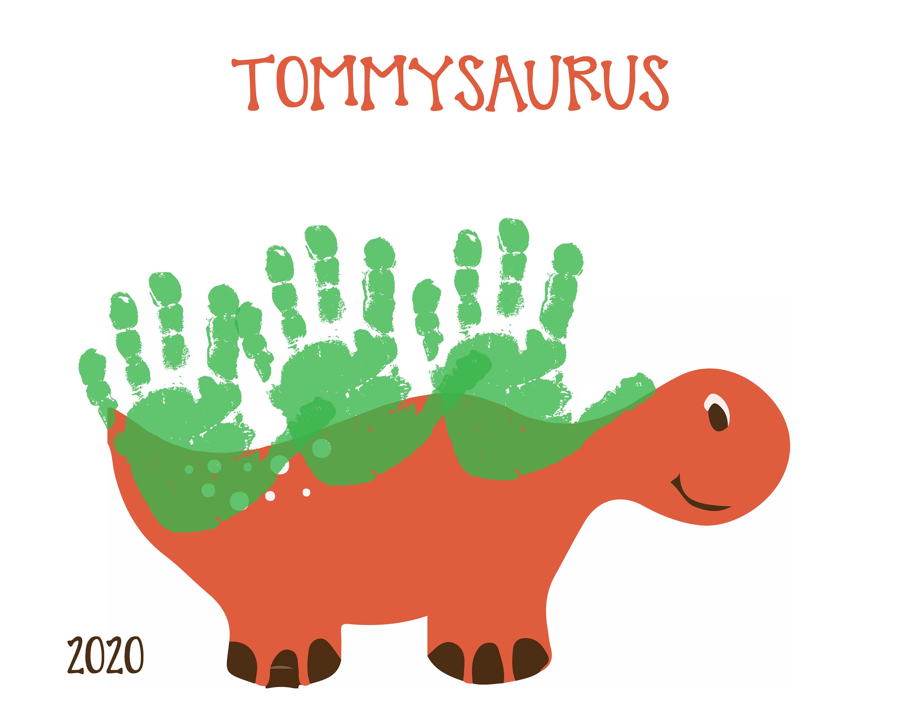 DINOSAUR Handprint Gift from Child Painted Hands | Etsy