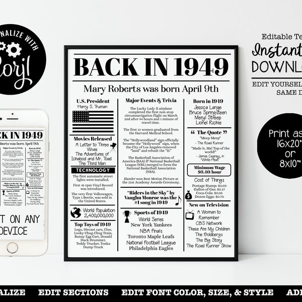 Fun Facts Birthday Poster - Etsy