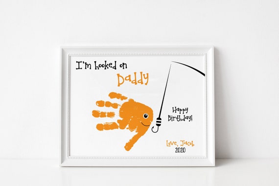 I'm Hooked on Daddy Grandpa Handprint Gift From Child | Etsy Sweden