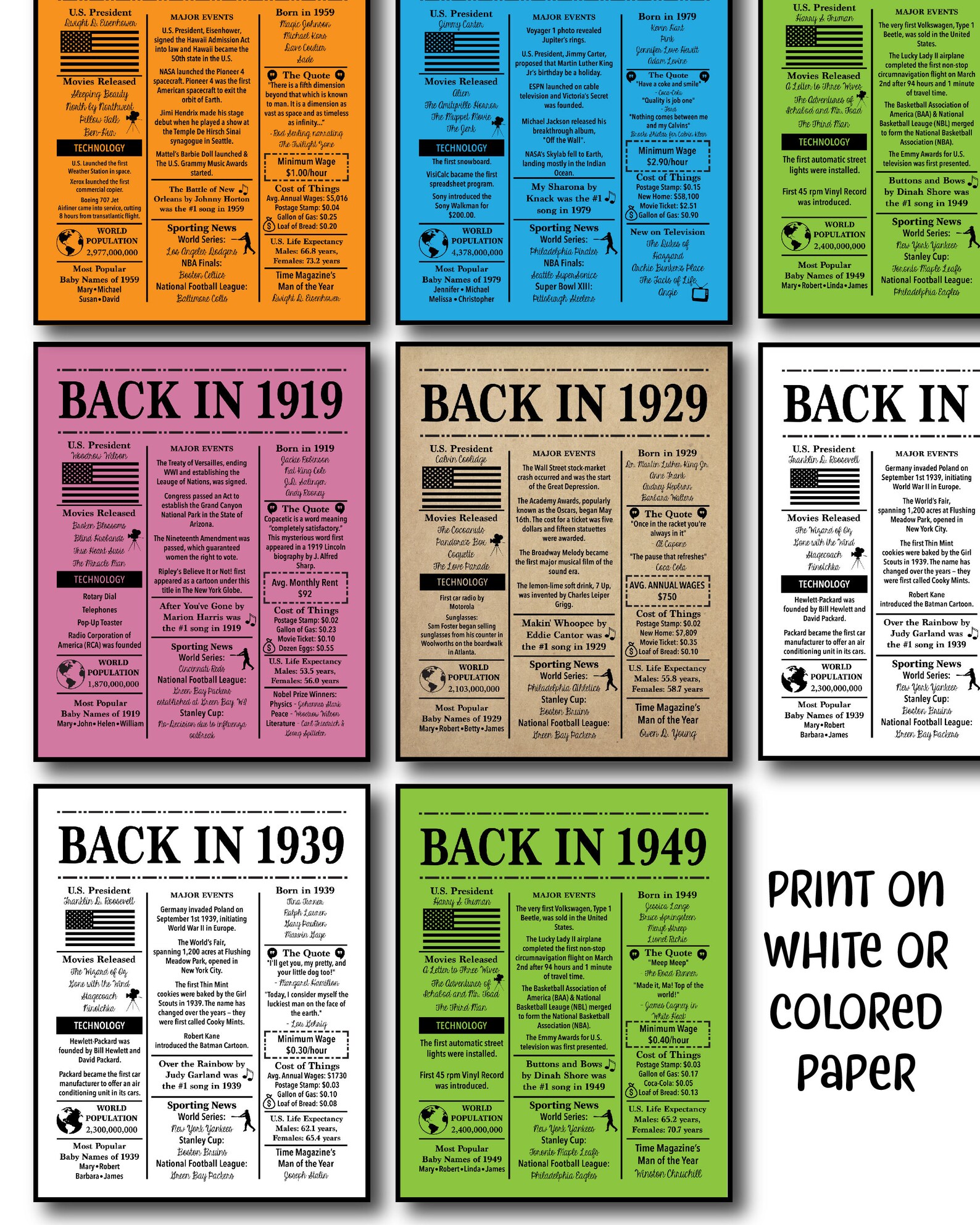 1958 Back in 1958 Fun Facts 1958 Trivia Birthday Sign 1958 16x20, 8x10 ...