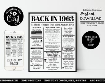 Personalized 1953 70th Birthday Black and White Back in 1953 ...