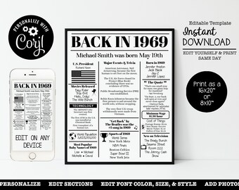 Back in 1969 Poster - Etsy