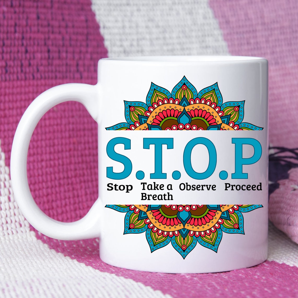 Mindfulness Gift Mantra Mandala Meditation Mug Yoga Gift | Etsy