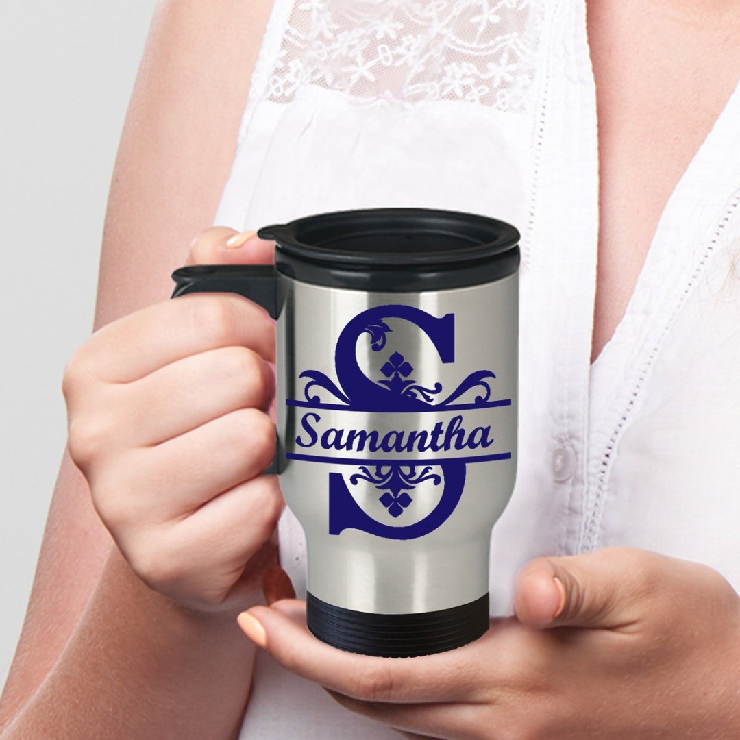 Custom Travel Mug - Personalized Monogram Initial Name - Personalized ...