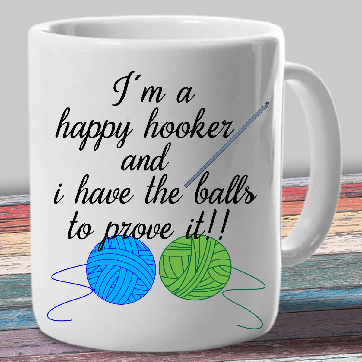 Crochet Mug Gift for Crocheter Yarn Lover Happy Hooker Funny | Etsy