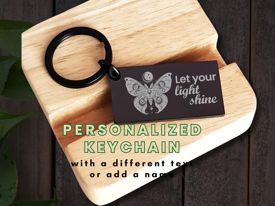 Luna Moth Keychain, Let Your Light Shine, Butterfly Moon Celestial ...