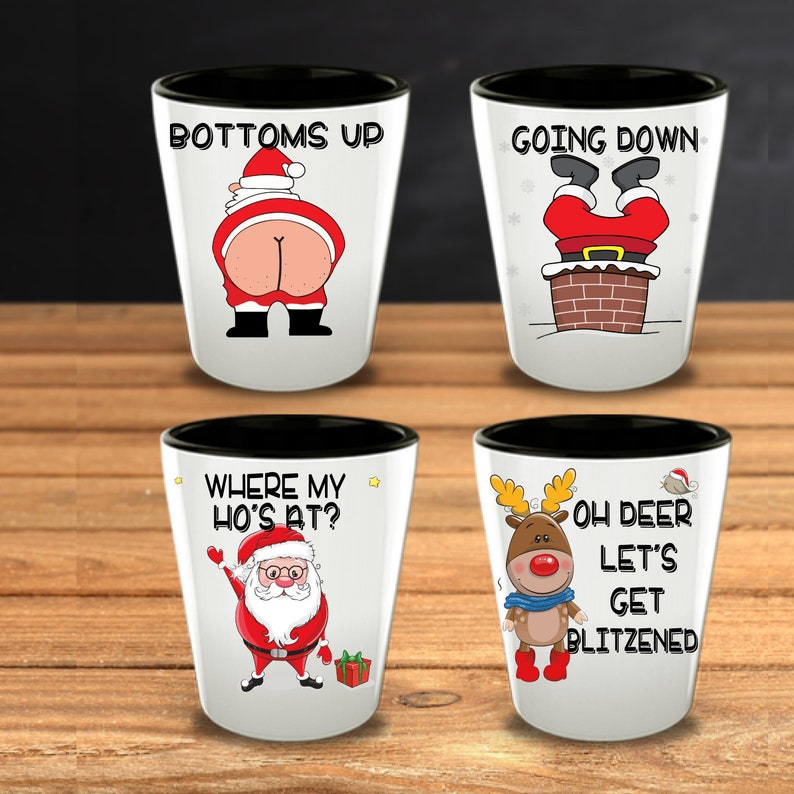 Funny Shot Glasses Christmas Shot Glasses Set White - Etsy