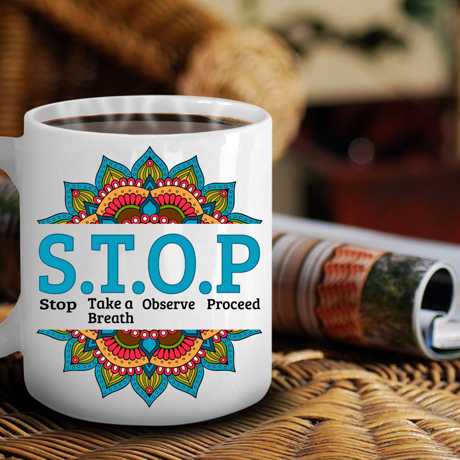 Mindfulness Gift Mantra Mandala Meditation Mug Yoga Gift | Etsy