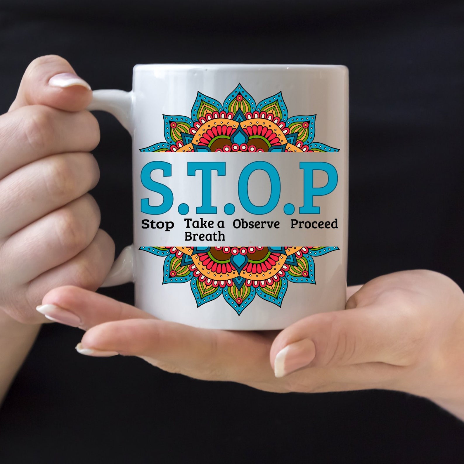 Mindfulness Gift Mantra Mandala Meditation Mug Yoga Gift | Etsy