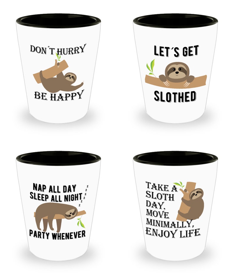 Sloth Related Ts Funny Shot Glasses Sloth Gag T Etsy