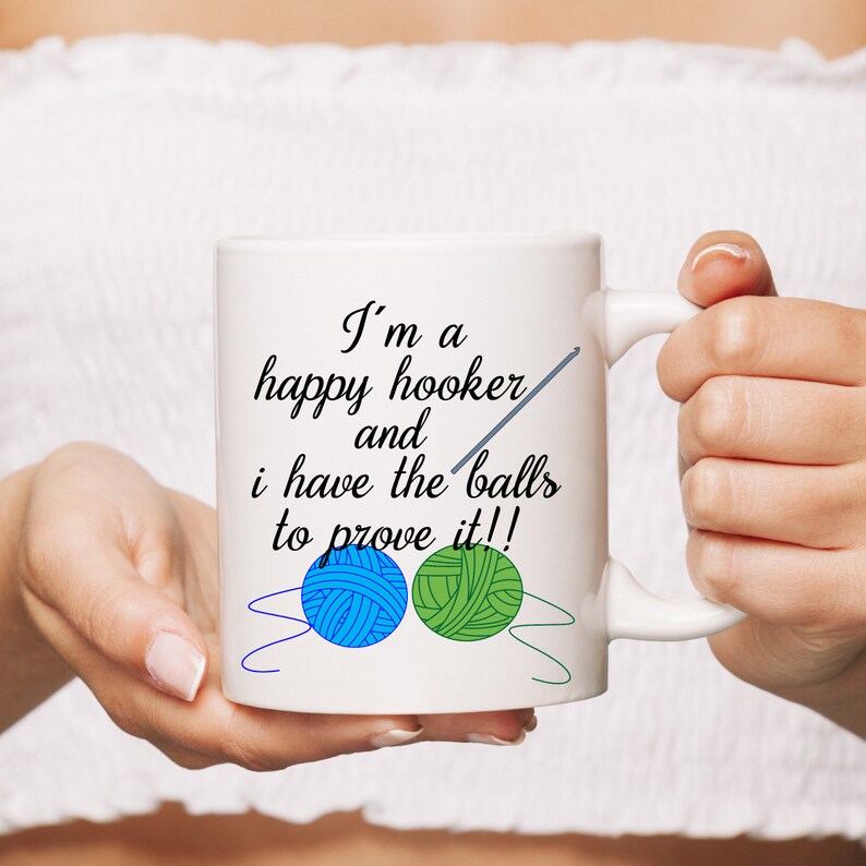 Crochet Mug Gift for Crocheter Yarn Lover Happy Hooker Funny | Etsy