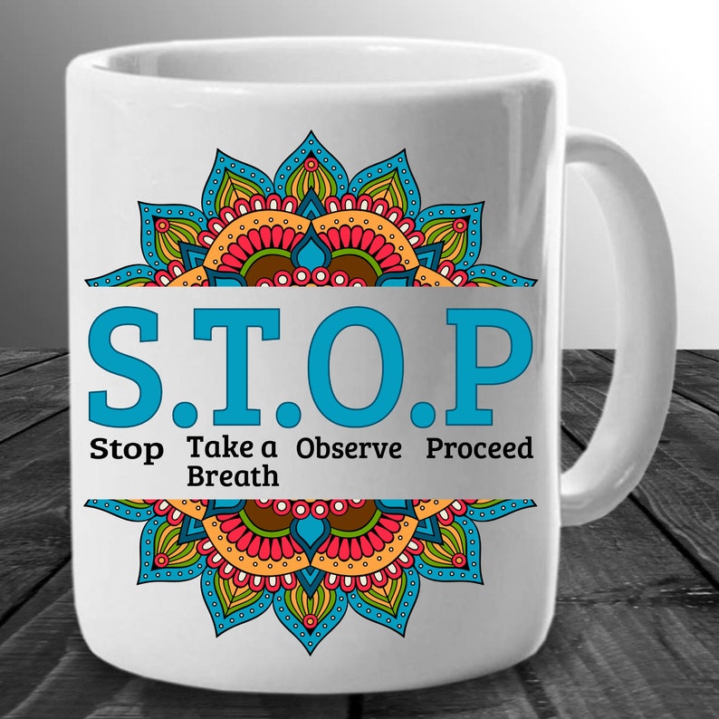 Mindfulness Gift Mantra Mandala Meditation Mug Yoga Gift | Etsy