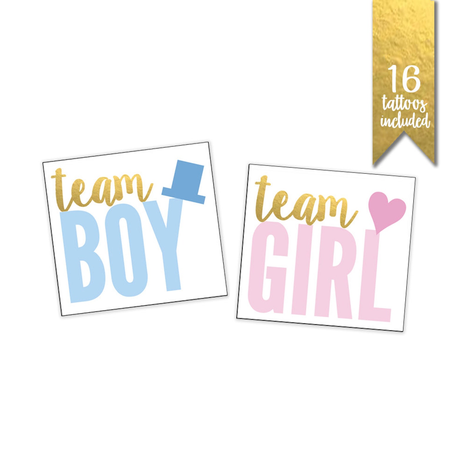 Gender reveal ideas Team Boy and Team Girl tattoos for your | Etsy