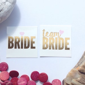Team Bride and Bride Tattoos Set of 12 Bachelorette Party Tattoos Hen ...