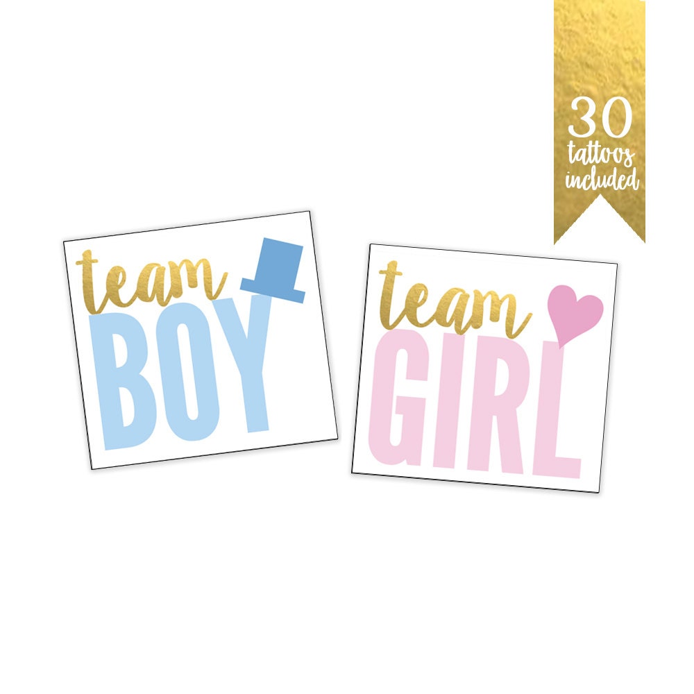 Team Girl and Team Boy / 30 Tattoos Included / Party Signs / - Etsy ...
