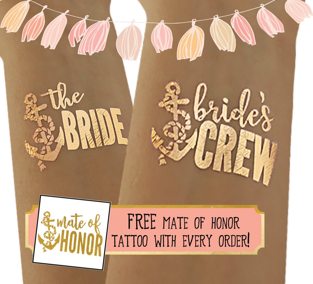 Bride's Crew Tats & 1 Bride / Sexy Gold Tattoos for Skin / Temporary ...
