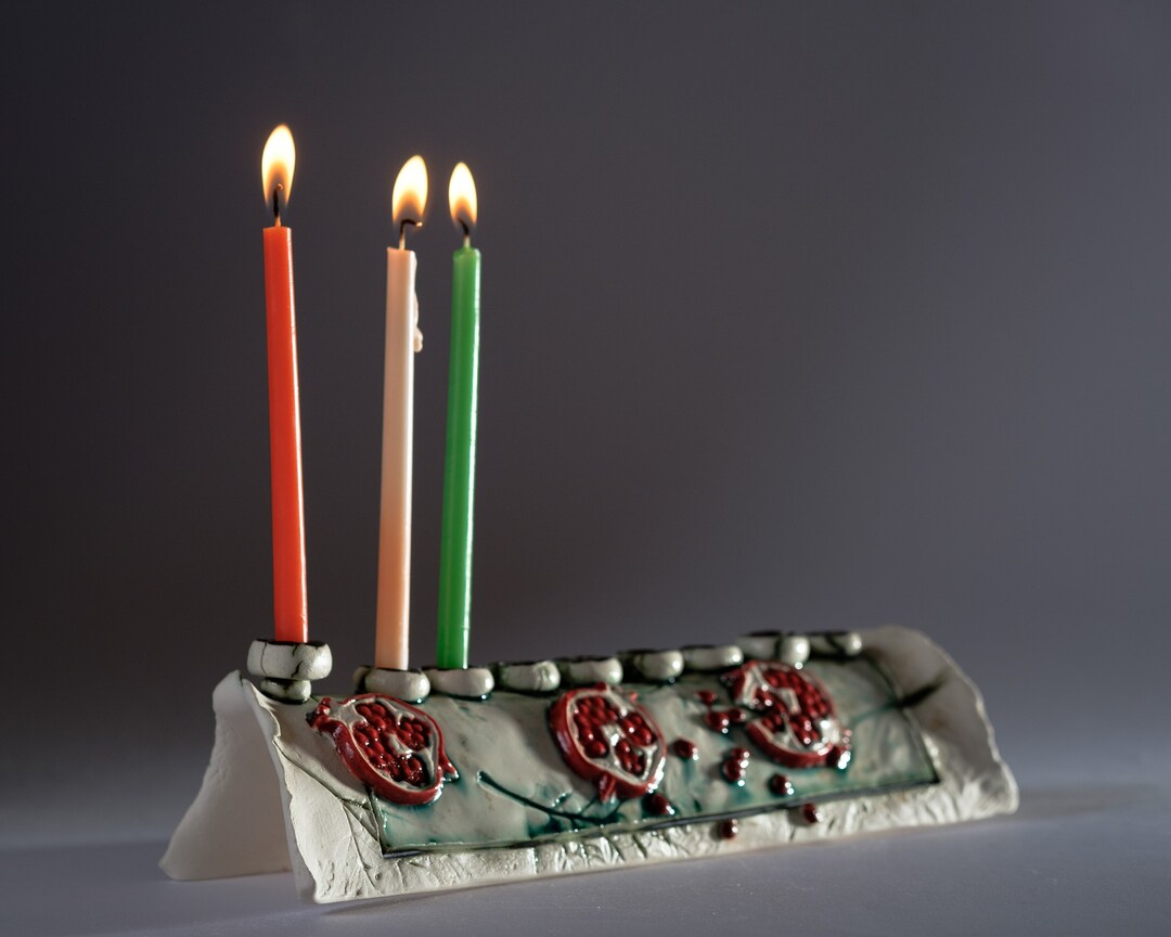 Hanukkiah. Hanukkah Menorah Candle Holder. "light in the Pomegranate ...