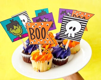 Halloween Cupcake Toppers, Kid's Halloween Party Treats, Halloween ...