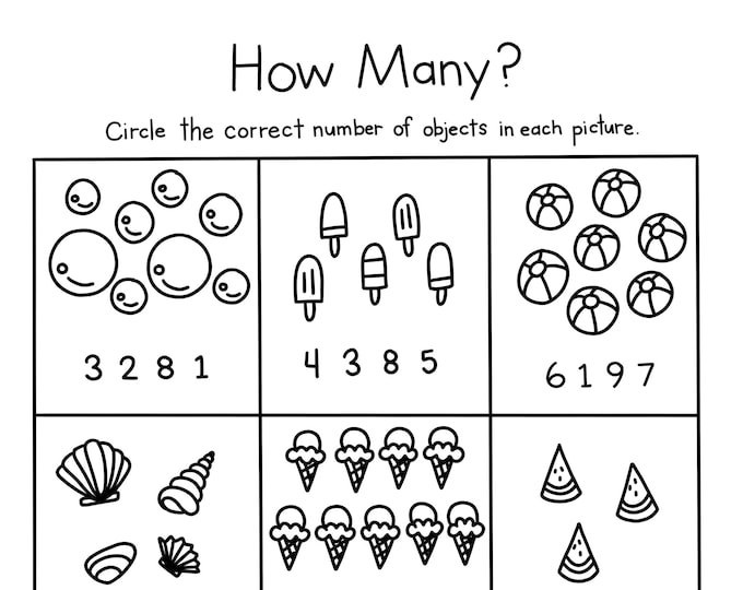 Summer Counting Objects Printable Activity/downloadable - Etsy Canada