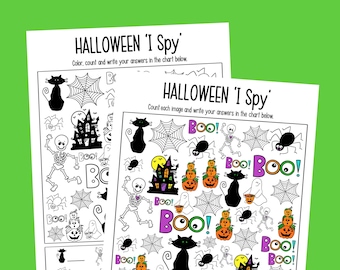 Halloween I Spy for Kids, Preschool Worksheet, Kindergarten Worksheet ...
