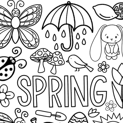 Welcome Spring Coloring Page Preschool Worksheet Teacher - Etsy