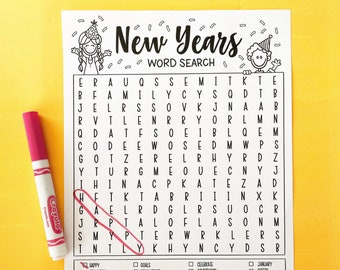 New Years Word Search - Etsy
