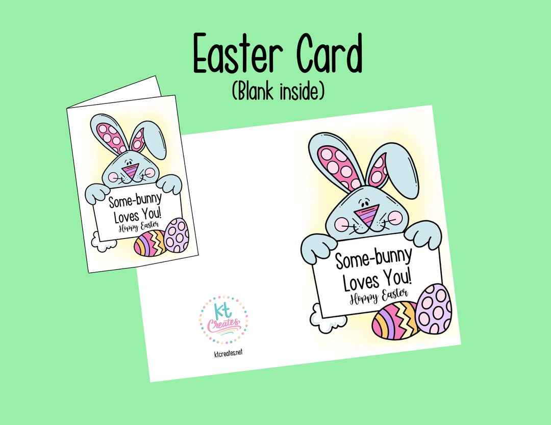 Easter Bunny Card Printable, Hoppy Easter, Some Bunny Loves You - Etsy