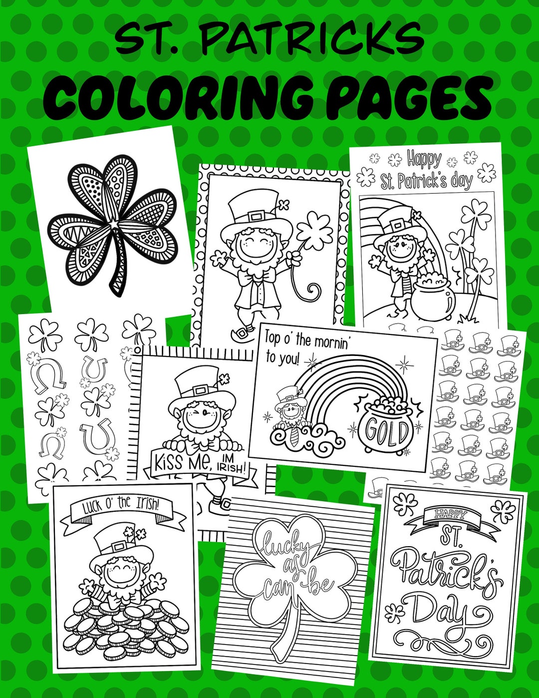 St Patricks Day Coloring Page Bundle 10 Pages - Etsy