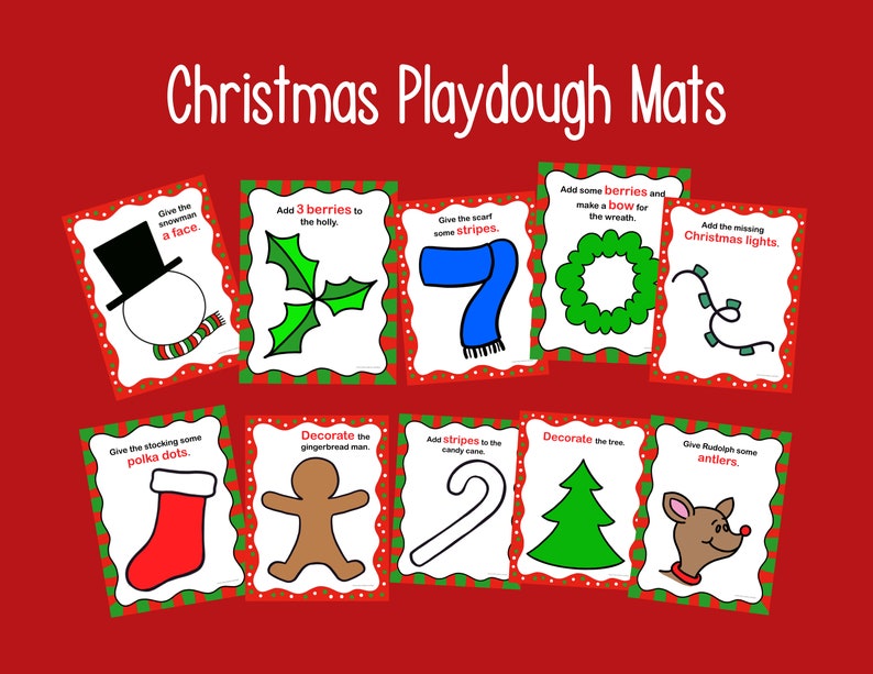 Christmas Playdough Mats- Set of 10! - Etsy